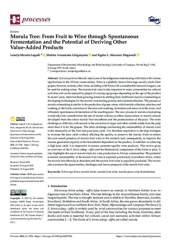 (PDF) Morula Tree: From Fruit to Wine through Spontaneous Fermentation ...