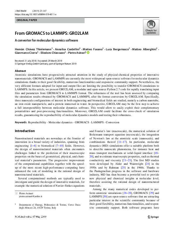 (PDF) From GROMACS to LAMMPS: GRO2LAM