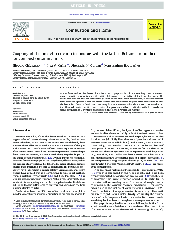 (PDF) Coupling of the model reduction technique with the lattice Boltzmann method for combustion ...