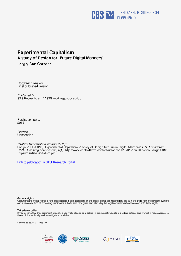 (PDF) Experimental Capitalism: A study of Design for ‘Future Digital ...