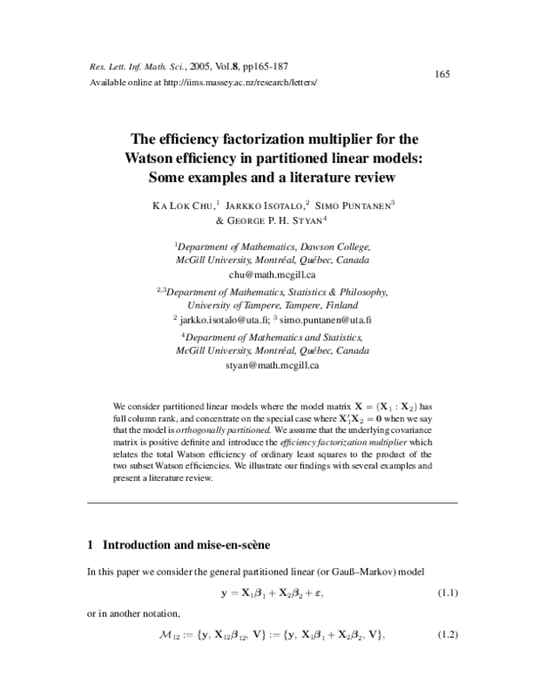 (PDF) The efficiency factorization multiplier for the Watson efficiency ...