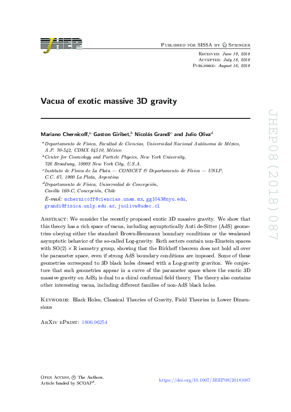 (PDF) Vacua of exotic massive 3D gravity