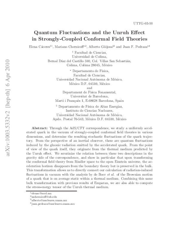 (PDF) Quantum Fluctuations and the Unruh effect in strongly-coupled ...