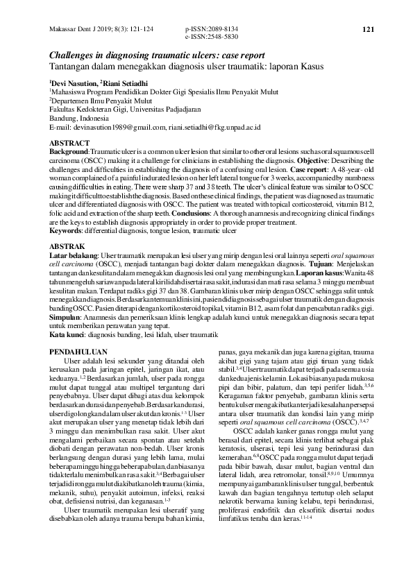 (PDF) Challenges in diagnosing traumatic ulcers: case report