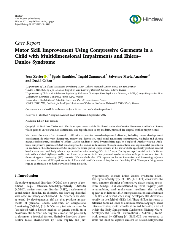 (PDF) Motor Skill Improvement Using Compressive Garments in a Child with Multidimensional ...