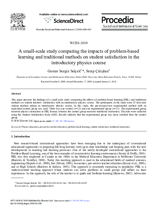 (PDF) A small-scale study comparing the impacts of problem-based ...