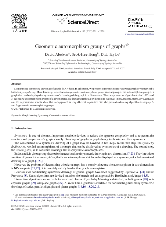 (PDF) Geometric automorphism groups of graphs