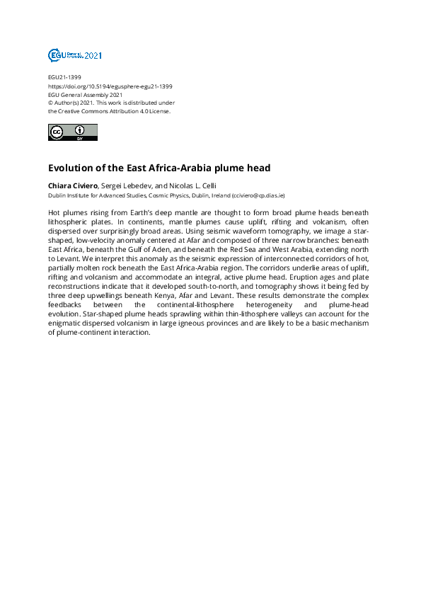(PDF) Evolution of the East Africa-Arabia plume head