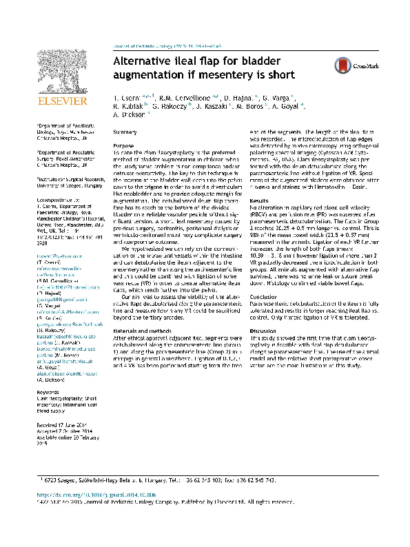 (PDF) Alternative ileal flap for bladder augmentation if mesentery is short