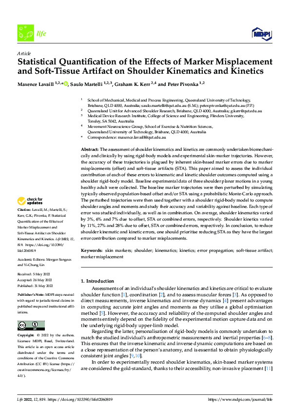 (PDF) Statistical Quantification of the Effects of Marker Misplacement and Soft-Tissue Artifact ...