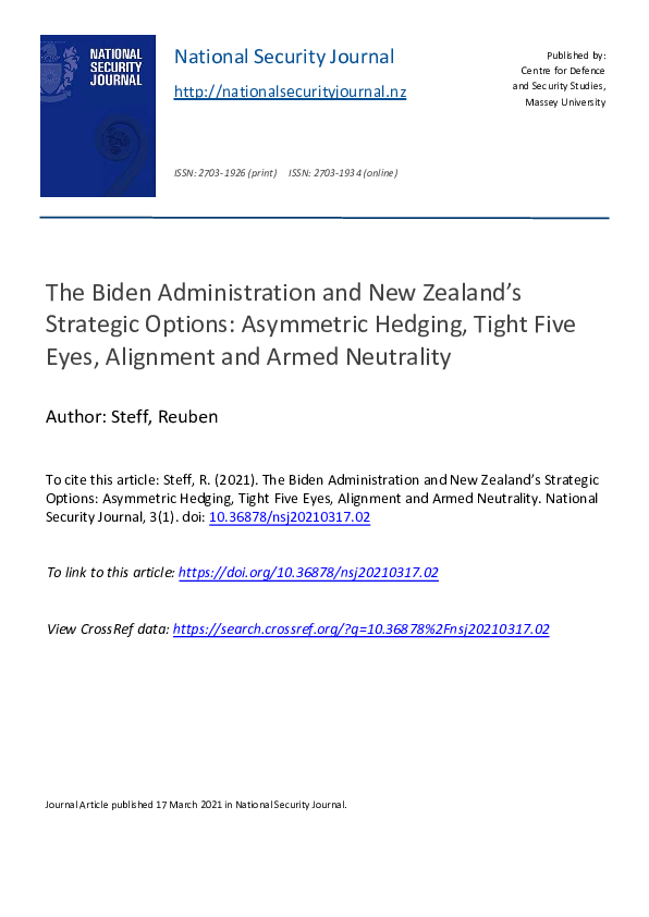 (PDF) The Biden Administration and New Zealand’s Strategic Options ...