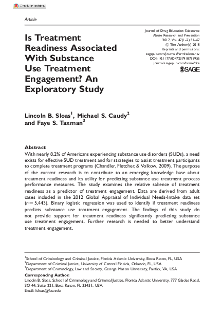 (PDF) Is Treatment Readiness Associated With Substance Use Treatment ...