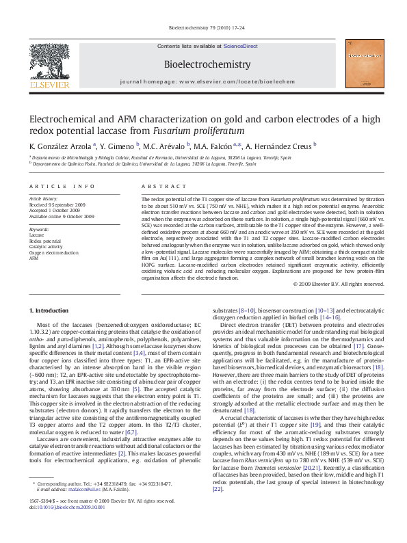 (PDF) Electrochemical and AFM characterization on gold and carbon electrodes of a high redox ...