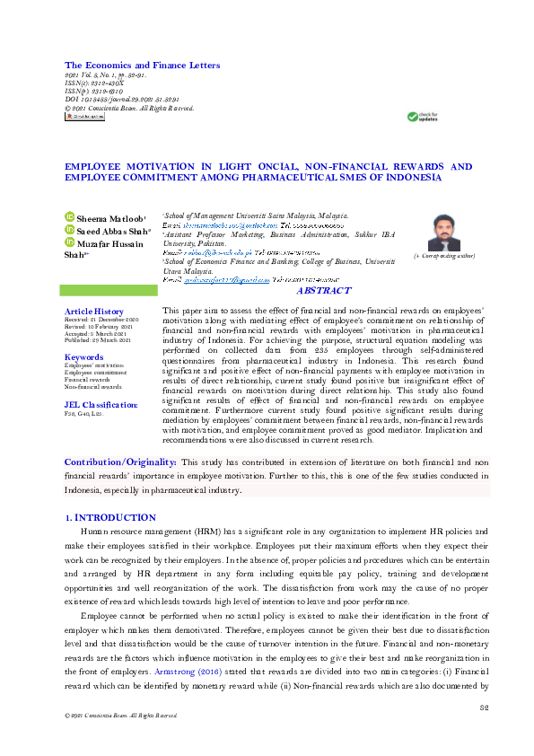 (PDF) Employee Motivation in Light Oncial, Non-Financial Rewards and ...