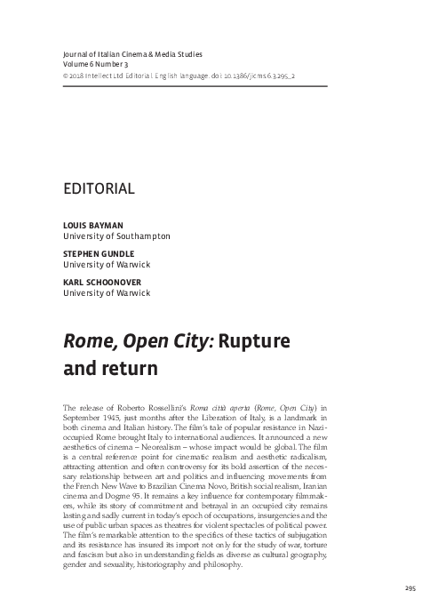 (PDF) Rome, Open City: Rupture and return
