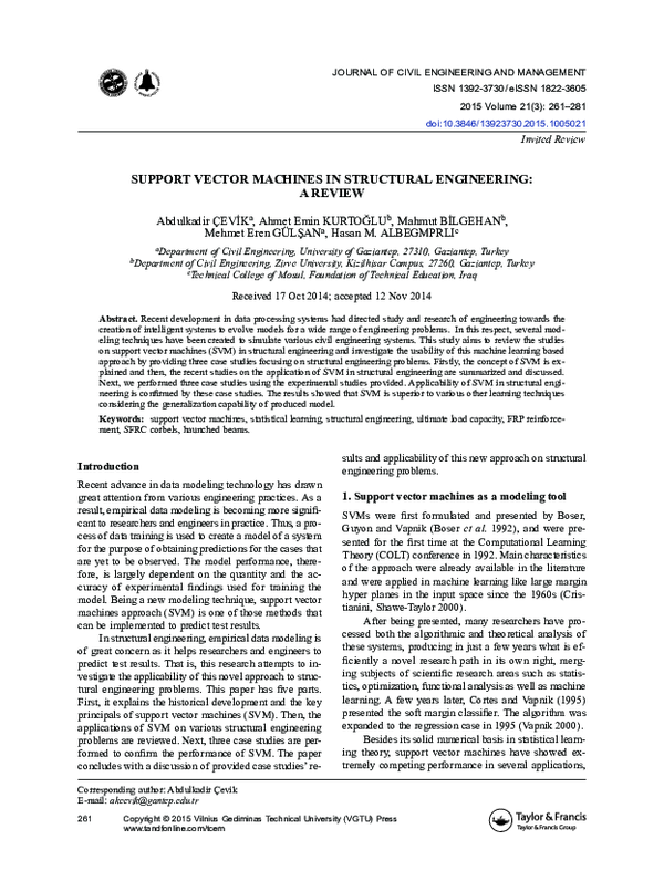 (PDF) Support Vector Machines in Structural Engineering: A Review