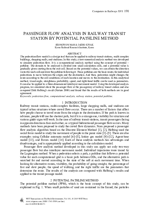 (PDF) Passenger Flow Analysis in Railway Transit Station by Potential Pathline Method