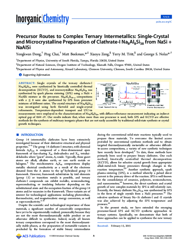 (PDF) Precursor Routes to Complex Ternary Intermetallics: Single ...