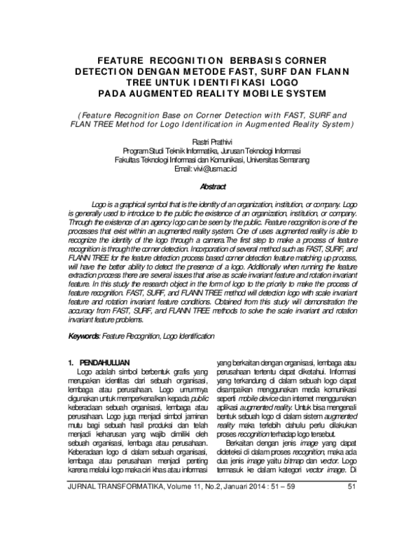 (PDF) Feature Recognition Berbasis Corner Detection Dengan Metode Fast, Surf Dan Flann Tree ...