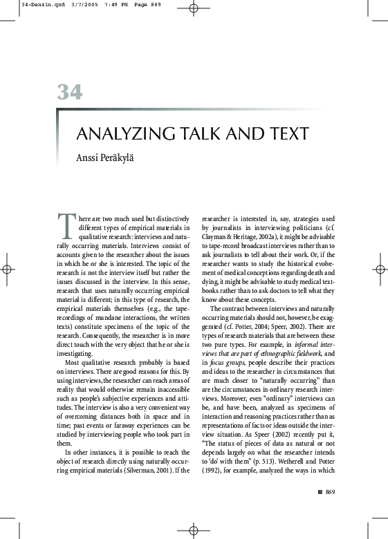 (PDF) Analyzing talk and text