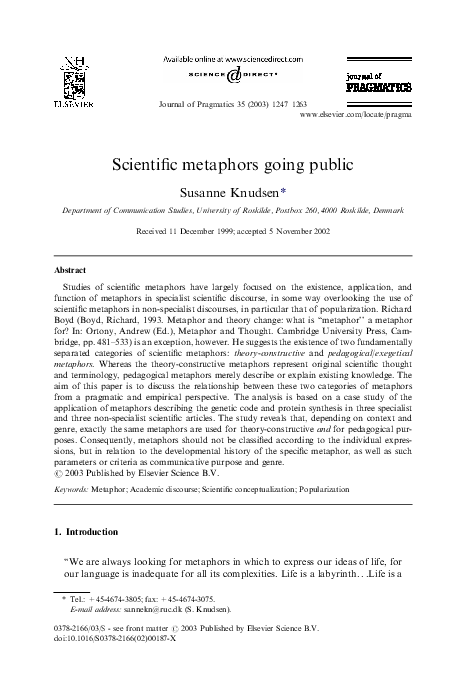 (PDF) Scientific metaphors going public