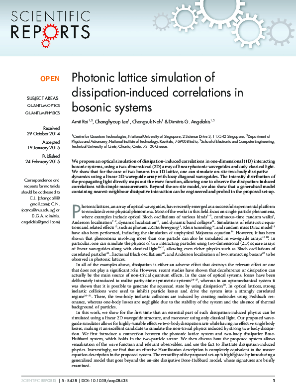 (PDF) Photonic lattice simulation of dissipation-induced correlations in bosonic systems