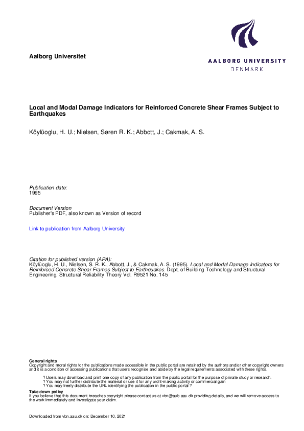 (PDF) Local and Modal Damage Indicators for Reinforced Concrete Shear ...
