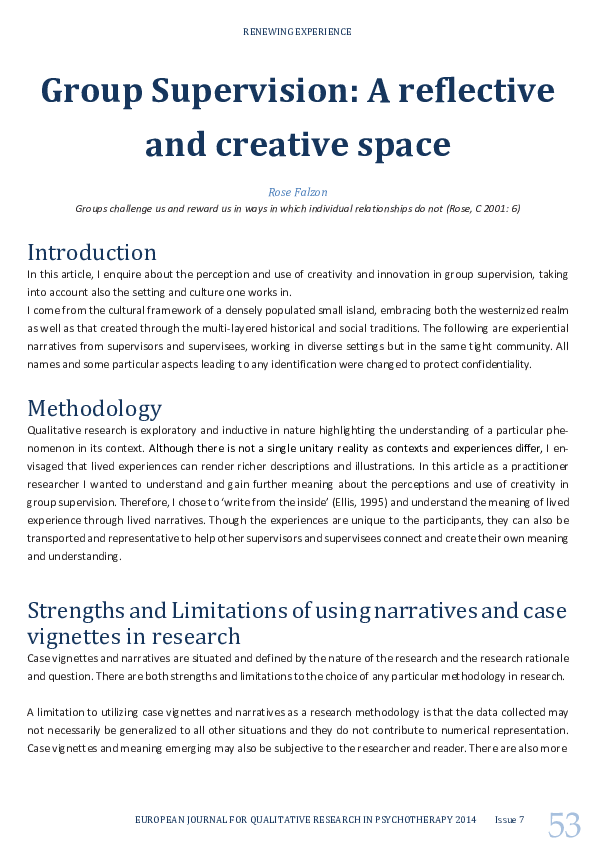 (PDF) Group Supervision:: A reflective and creative space
