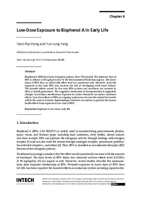 (PDF) Bisphenol A. Exposure and health risks. Low-dose exposure to ...