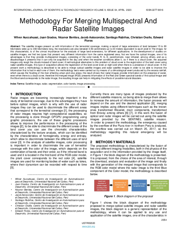 (PDF) Methodology For Merging Multispectral And Radar Satellite Images