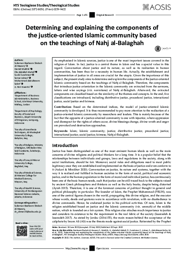 (PDF) Determining and explaining the components of the justice-oriented ...