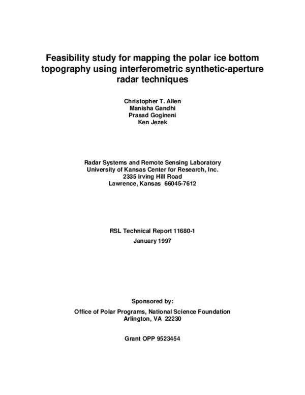 (PDF) Feasibility study for mapping the polar ice bottom topography using interferometric ...