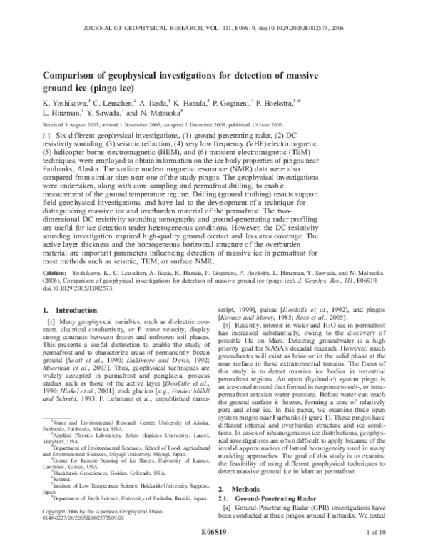 (PDF) Comparison of geophysical investigations for detection of massive ...