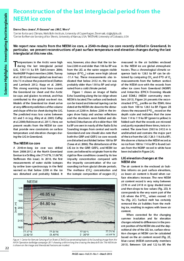 (PDF) Reconstruction of the last interglacial period from the NEEM ice core