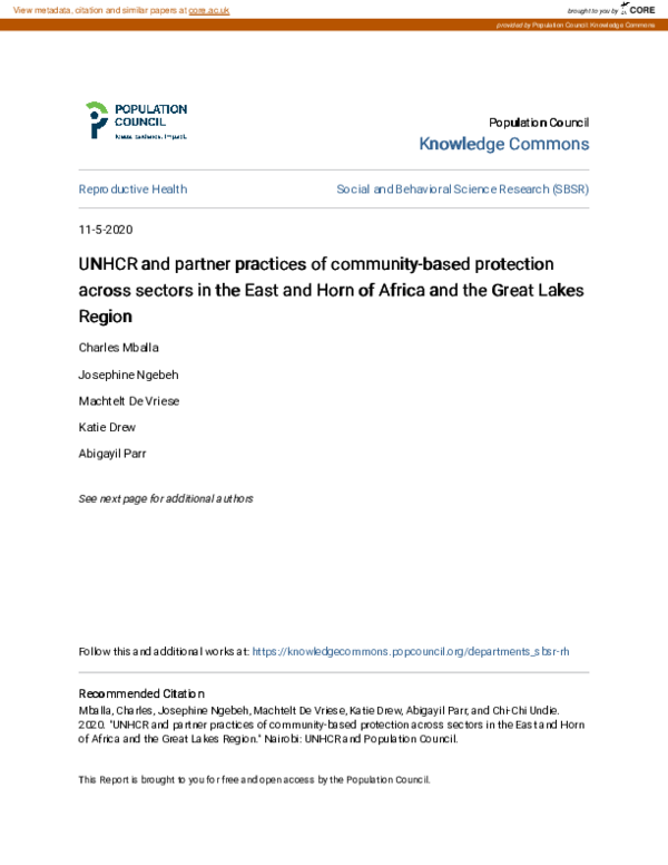 (PDF) UNHCR and partner practices of community-based protection across ...