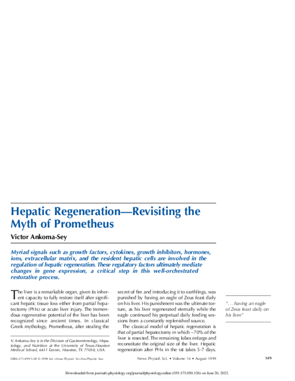 (PDF) Hepatic Regeneration—Revisiting the Myth of Prometheus