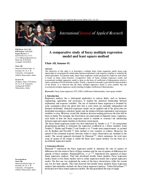 (PDF) A comparative study of fuzzy multiple regression model and least square method
