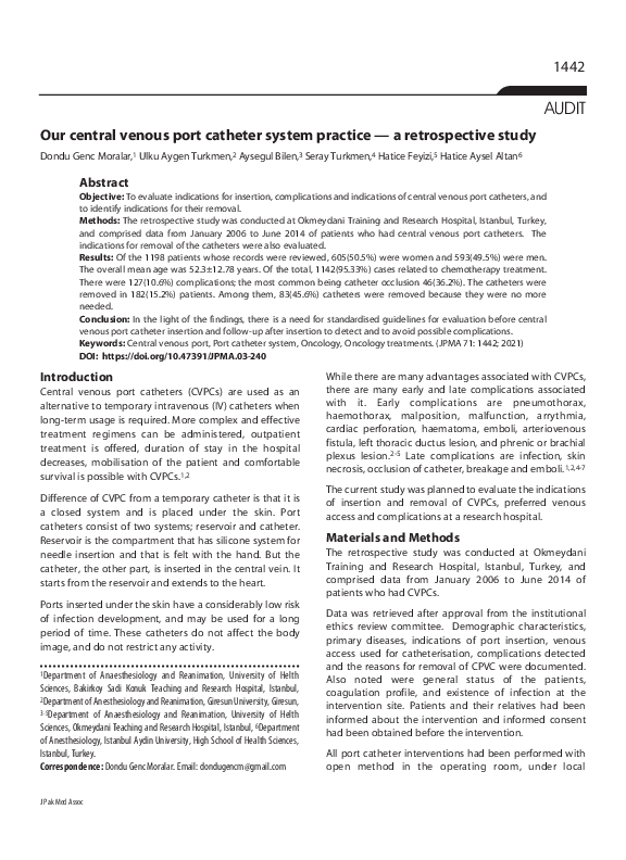 (PDF) Our central venous port catheter system practice - a ...