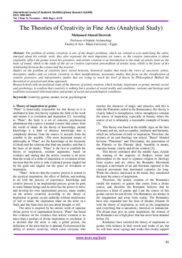 (PDF) The Theories of Creativity in Fine Arts (Analytical Study ...