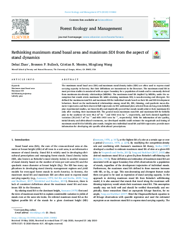 (PDF) Rethinking maximum stand basal area and maximum SDI from the ...