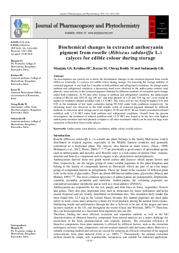 (PDF) Biochemical changes in extracted anthocyanin pigment from roselle ...