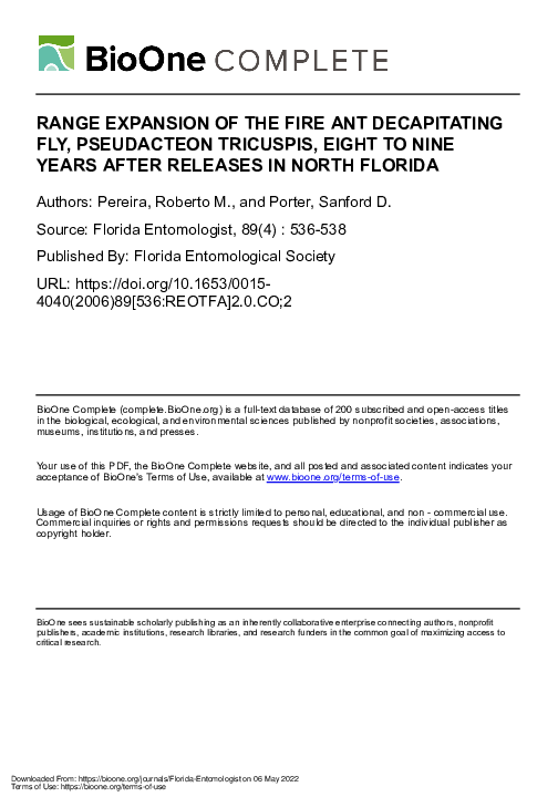 (PDF) Range Expansion of the Fire Ant Decapitating Fly, Pseudacteon ...