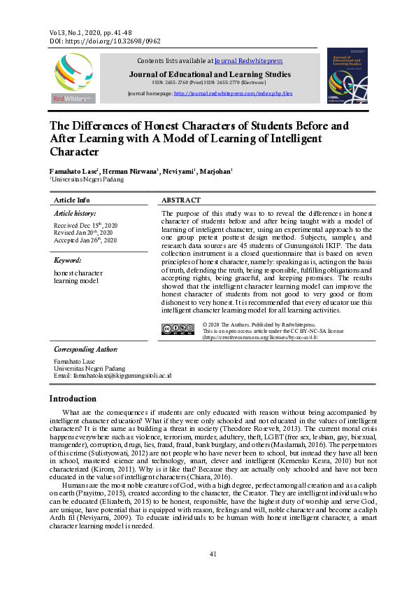 (PDF) The Differences of Honest Characters of Students Before and After ...