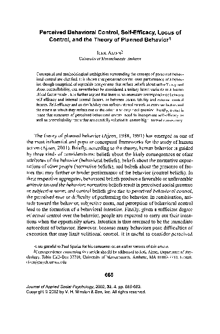 (PDF) Perceived Behavioral Control, Self-Efficacy, Locus of Control ...