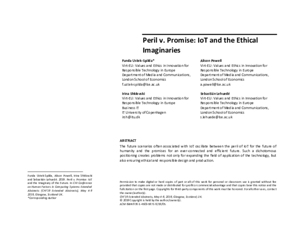(PDF) Peril v. Promise: IoT and the Ethical Imaginaries