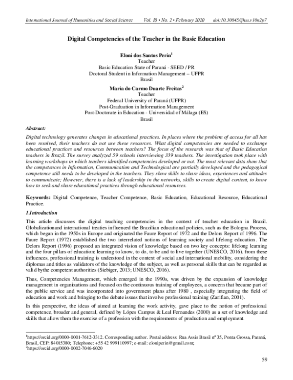 (PDF) Digital Competencies of the Teacher in the Basic Education