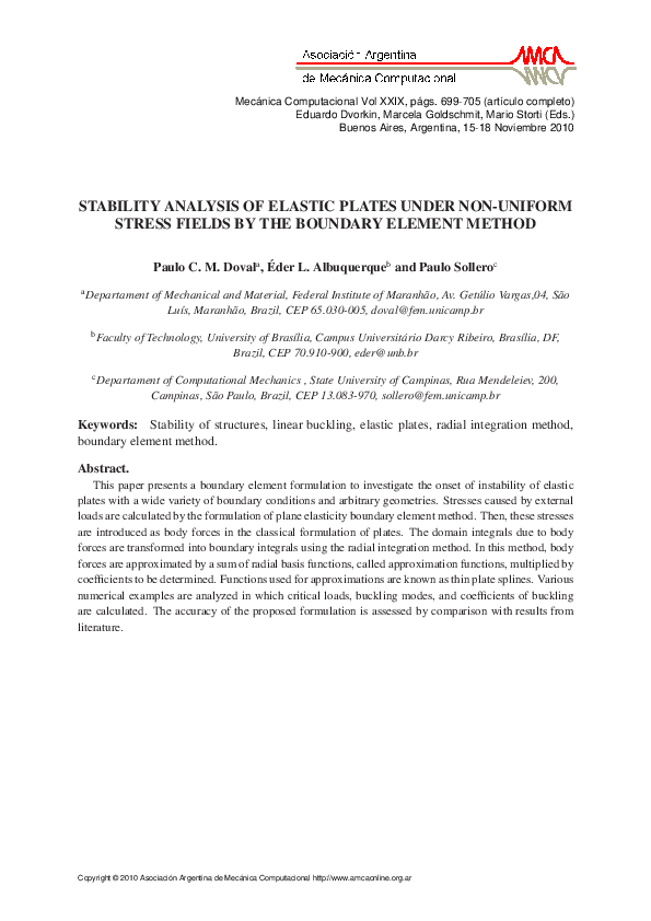 (PDF) Buckling Analysis of Elastic Plates Using BEM