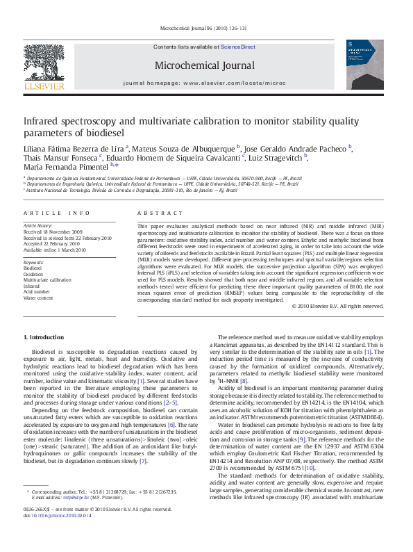 Pdf Infrared Spectroscopy And Multivariate Calibration Used In Quantitative Analysis Of