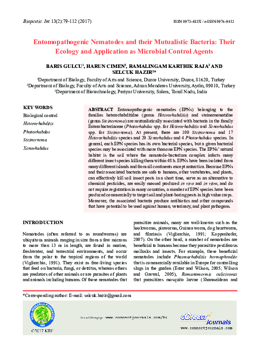 (PDF) Entomopathogenic Nematodes and their Mutualistic Bacteria: Their Ecology and Application ...
