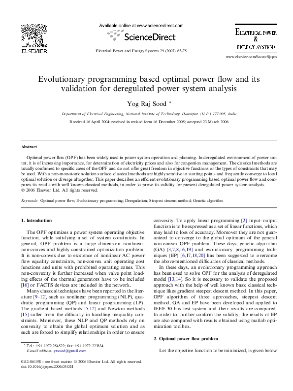 (PDF) Evolutionary Programming Based Optimal Power Flow for Units with Non-Smooth Fuel Cost ...